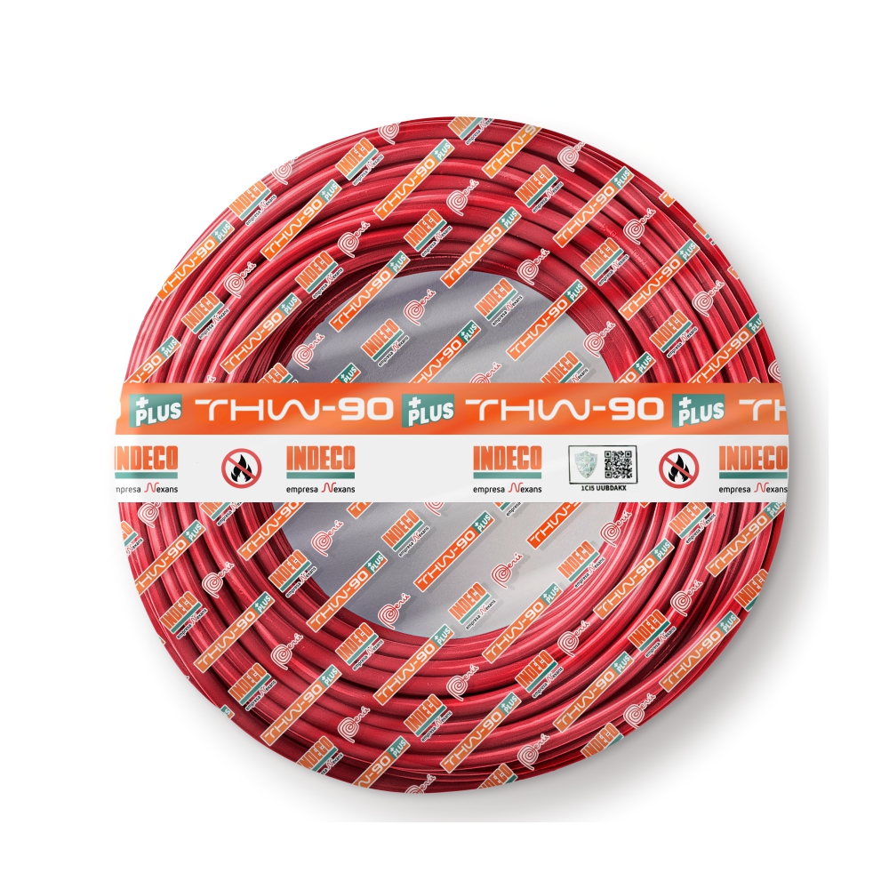 Cable THW-90 plus 450/750V 12 AWG Rojo x 100m Indeco - GyG Iluminacion
